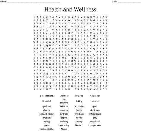 Printable Health And Wellness Word Search Puzzle