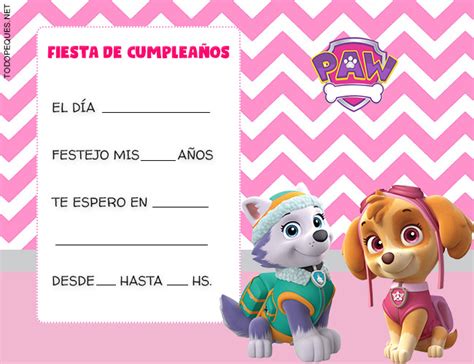 Invitaciones De Cumpleanos Paw Patrol Nenas Todo Peques