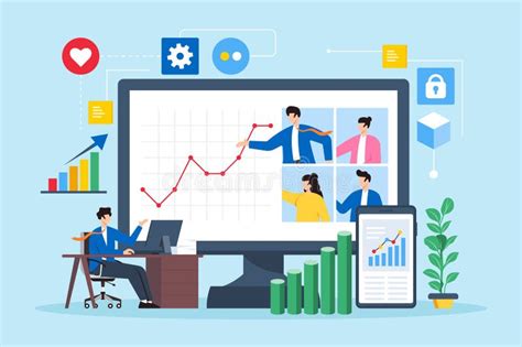 Business Team Collaborating In Virtual Workspace Concept Remote Work Digital Collaboration And