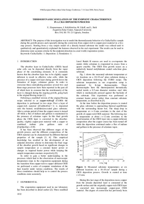 Pdf Thermodynamic Simulation Of The Endpoint Characteristics In A