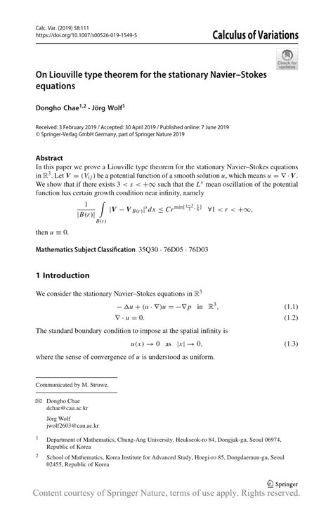 On Liouville Type Theorem For The Stationary Navierstokes Equations