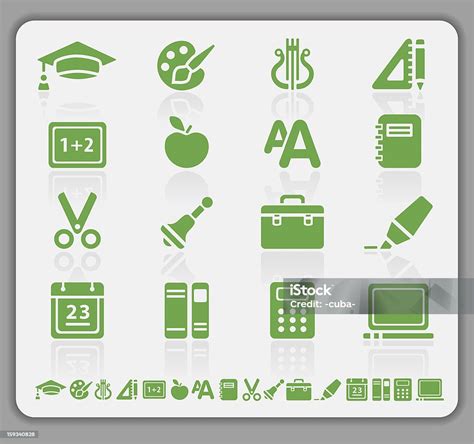Green Education Icons向量圖形及更多打字體圖片 打字體 綠色 蘋果 Istock
