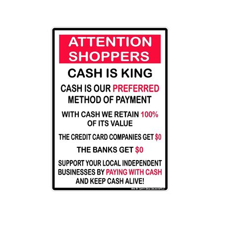 Notice Cash Is King Preferred Method Of Payment Retail Business Sticker