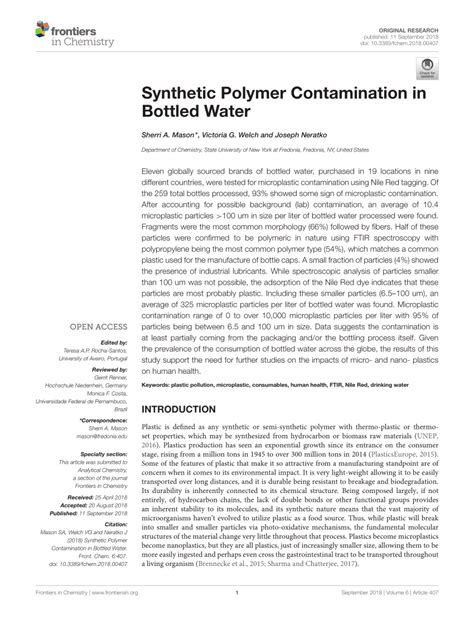 Pdf Synthetic Polymer Contamination In Bottled Water