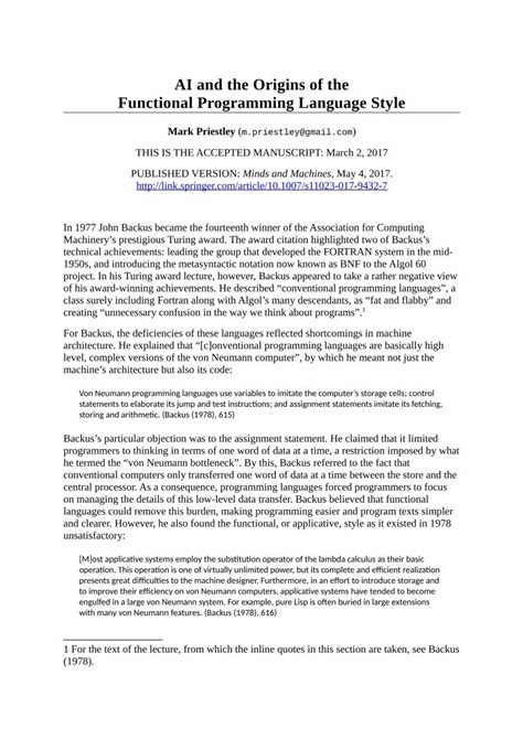 pdf ai and the origins of the functional programming language
