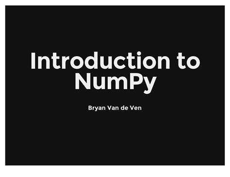 Introduction To Numpy Pdf