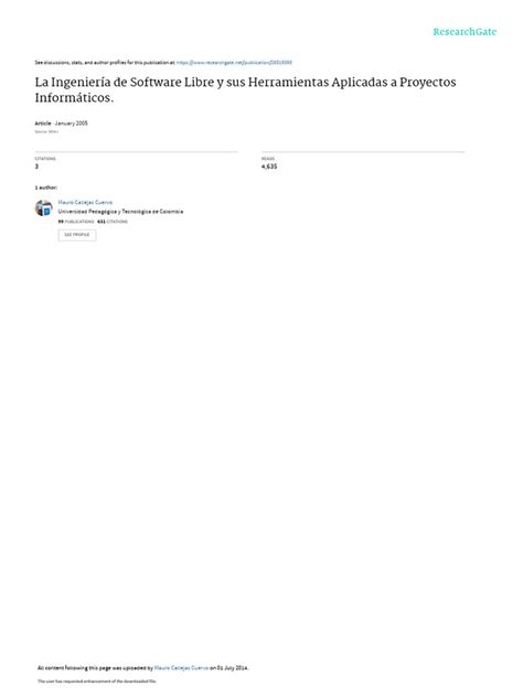 La Ingenieria De Software Libre Y Sus Herramientas Pdf Software Ingeniería De Software