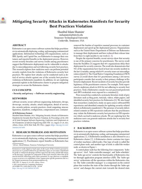 Mitigating Security Attacks In Kubernetes Manifests For Security Best