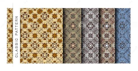 Set Of The Classic Wallpaper Pattern Background Stock Vector