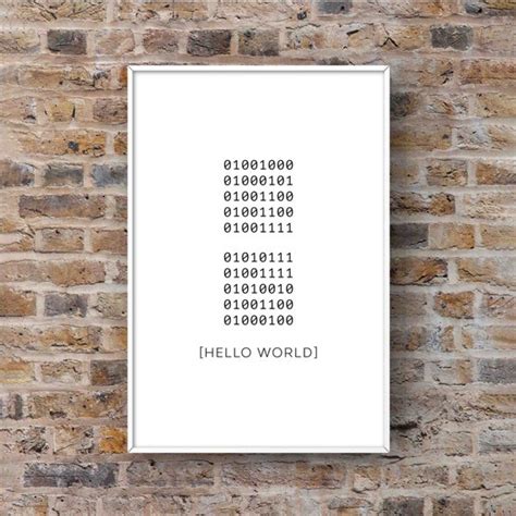 Hello World Binary Code Wall Art Quote Positive Vibes Hello Etsy