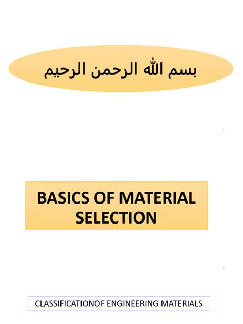 Basics of Material Selection - Lec - 1 | PDF
