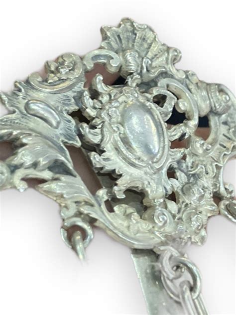 Proantic Grande Chatelaine En Argent Massif Poinçon Tête De Sangli