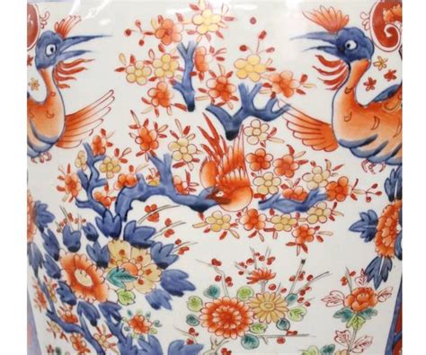 Large Pair Of Imari Hand Painted Vases With Lids At 1stDibs
