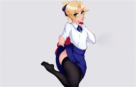 Wallpaper Girl Sexy Thighhighs Green Eyes Anime Beautiful Short