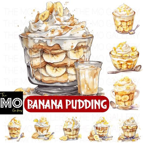 25 Banana Pudding Watercolor Portraits Instant Download Png  Files