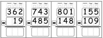 Subtraction With Regrouping 2 Digit And 3 Digit Zip File TpT