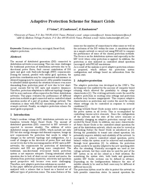 Adaptive Protection Scheme For Smart Grids Pdf Electrical Grid