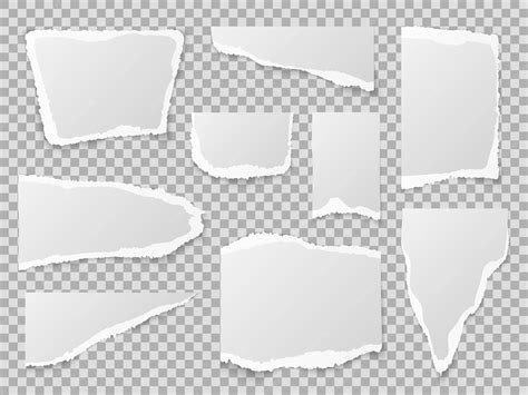 찢어진 종이 다양한 모양의 종이 스크랩 질감이있는 메모 시트 프리미엄 벡터