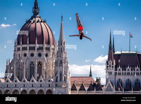 Budapest Hungary 29th July 2017 A High Diver Does A Test Dive At