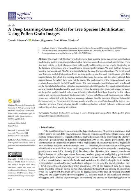 PDF A Deep Learning Based Model For Tree Species Identification Using Pollen Grain Images