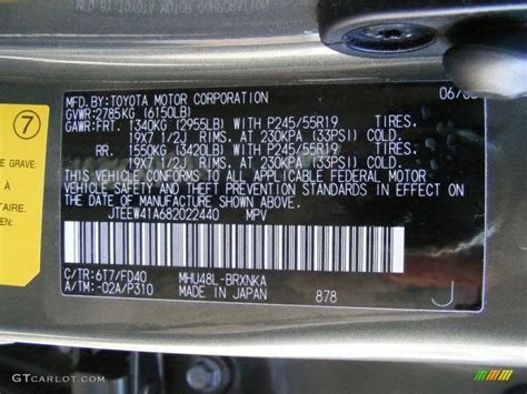 2008 Highlander Color Code 6t7 For Cypress Green Pearl Photo 42205275