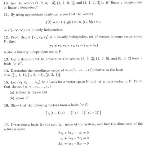 Solved 10 Are The Vectors 1 2 4 3 1 1 01 And