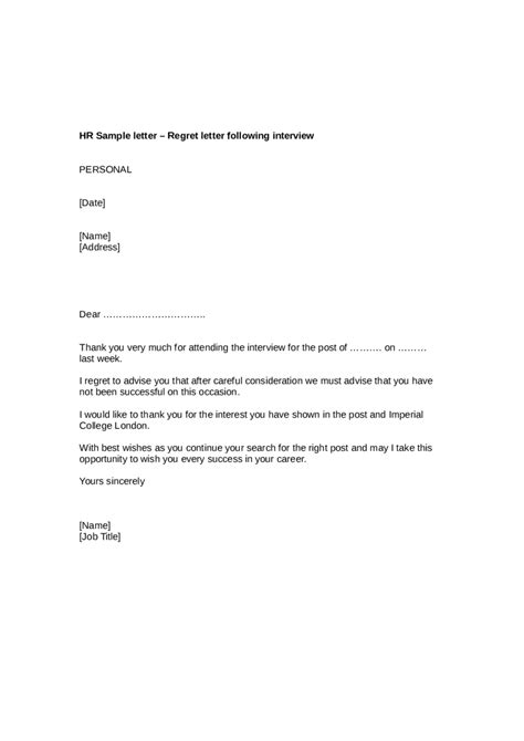 Rejection Letter Sample The Document Template