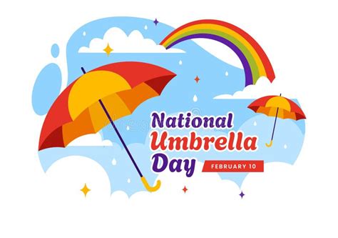 2月10日全国雨伞日矢量图在雨天雨伞或季风雨雨季用平动漫画进行插图 向量例证 插画 包括有 盖子 室外 296005105