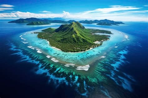 Premium AI Image Beautiful Paradise Style Coast And Beach Scenery In Aerial View With Very