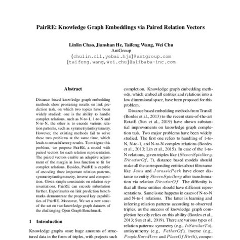 Pairre Knowledge Graph Embeddings Via Paired Relation Vectors Acl