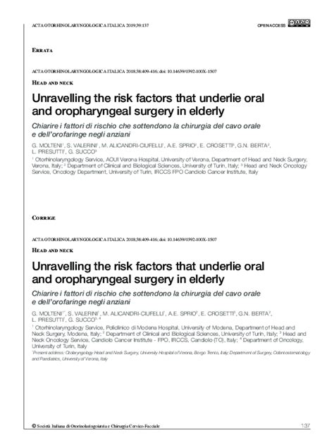 Pdf Unravelling The Risk Factors That Underlie Oral And Oropharyngeal