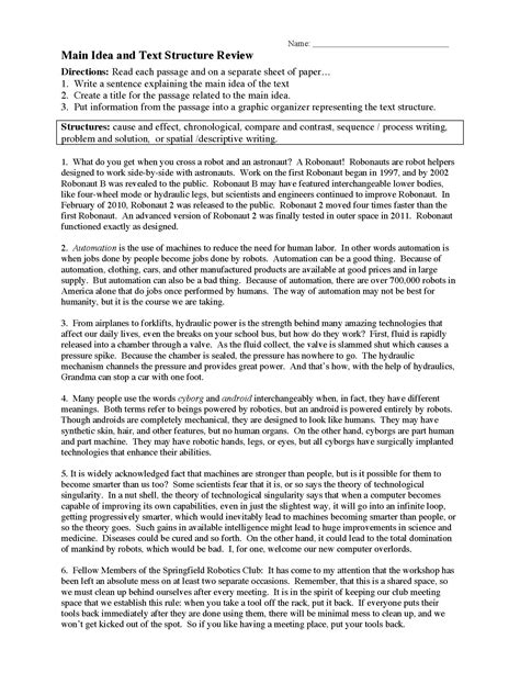 Text Structure Worksheets Reading Activities