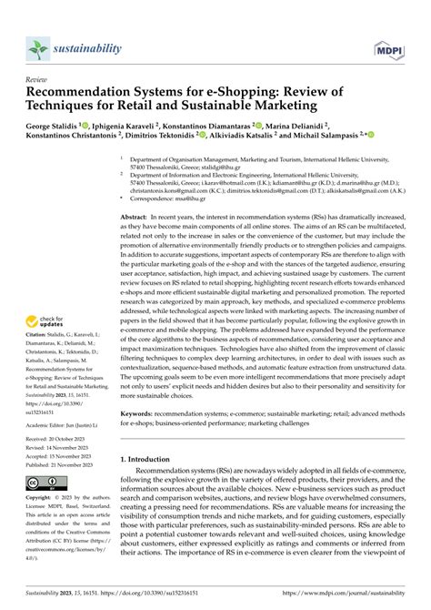 Pdf Recommendation Systems For E Shopping Review Of Techniques For