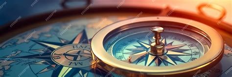 Premium Ai Image Magnetic Compass And Location Marking With A Pin On