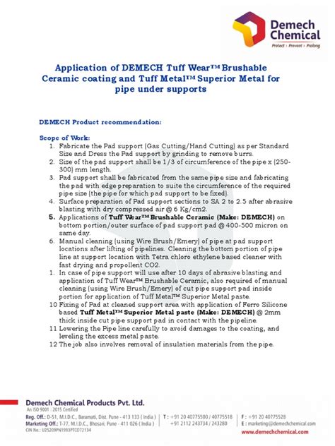 Application Of Brushable Ceramic Coating And Superior Metal For Pipe Support Pdf Pipe Fluid