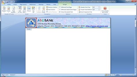 Microsoft Word Tutorial How To Quickly Design Your Own Letterhead Header Word In Ms Word