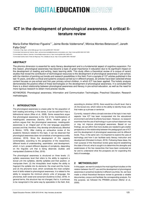 Pdf Ict In The Development Of Phonological Awareness A Critical Li