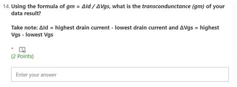Solved Plot Id Vs Vgs To Show The Characteristic Curve Chegg Com