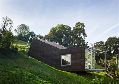 Tick Shaped Art Studio Follows The Slope Of An Austrian Hillside
