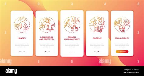Ethical Journalism Principles Onboarding Mobile App Page Screen With Concepts Honesty