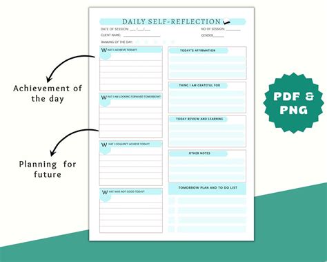 Daily Reflection Journal Printable Daily Reflection Printable Self