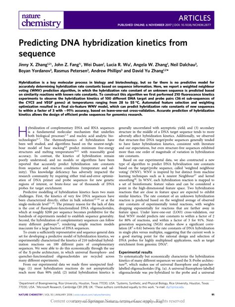 Predicting Dna Hybridization Kinetics From Sequence