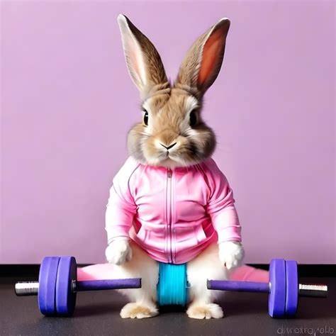 Premium Photo Hot Cute Little Bunny Rabbit Wearing Workout Clothes