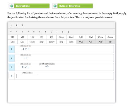 Solved For The Following List Of Premises And Their Chegg