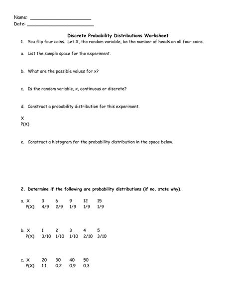 Probability Distribution Worksheet Research Topics