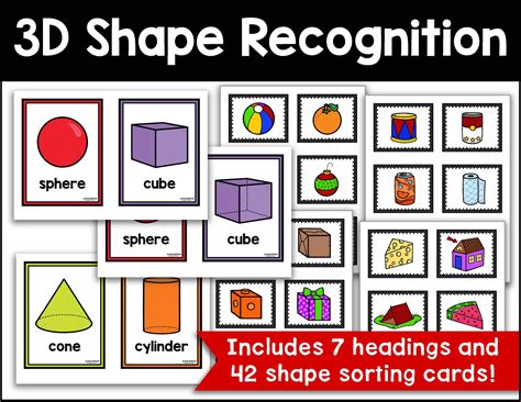 3d Shapes Solid Shapes Shape Sort 3d Shape Recognition Math Center
