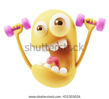 Strength Emoji Cartoon 3 D Rendering Stock Illustration 421303024