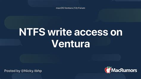 Ntfs Write Access On Ventura Macrumors Forums
