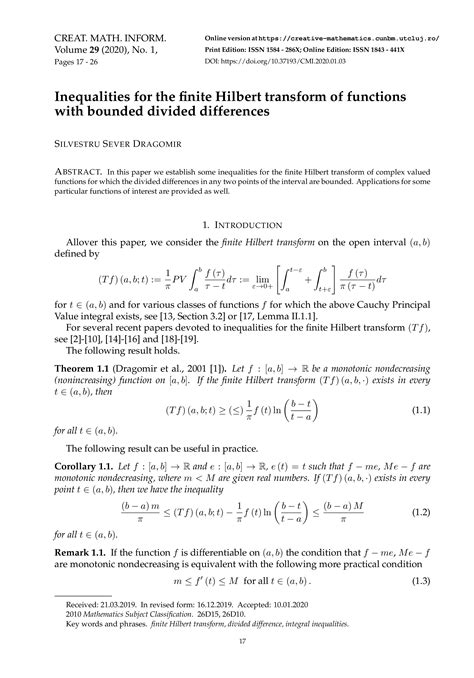 Inequalities For The Finite Hilbert Transform Of Functions With