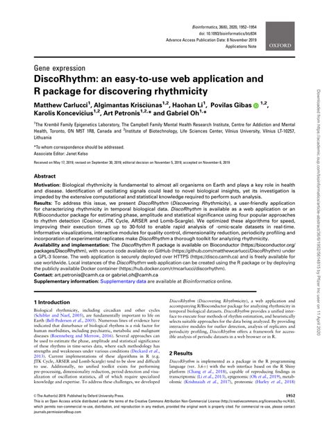 PDF DiscoRhythm An Easy To Use Web Application And R Package For